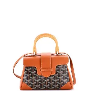Goyard Saigon Top Handle Bag Coated Canvas With Leather Mini - Brown