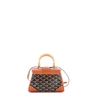 Goyard Saigon Top Handle Bag Coated Canvas With Leather Mini - Brown