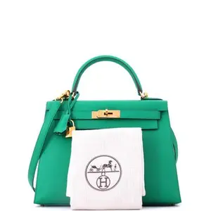 Hermès Kelly Handbag Green Epsom With Gold Hardware 28 - Vert Jade