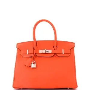 Hermès Birkin 30 Handbag Orange Togo Leather With Palladium Hardware - Feu