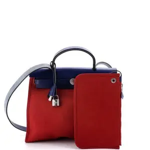 Hermès Herbag Zip Leather And Toile 31 - Red