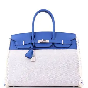 Hermès Fray Fray Birkin Bag Toile And Swift 35 - Blue