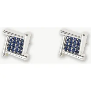 CLASSICHARMS Atlas Crystal Square Stud Earrings - Silver/blue