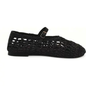 AMIE RAFA Elaina Raffia Mary Janes - Black