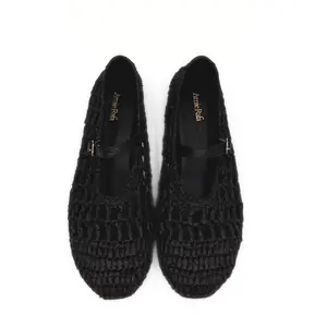 AMIE RAFA Elaina Raffia Mary Janes - Black