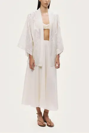 NOCTURNE Flowy High-waisted Midi Skirt - Ivory