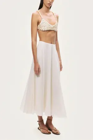 NOCTURNE Flowy High-waisted Midi Skirt - Ivory