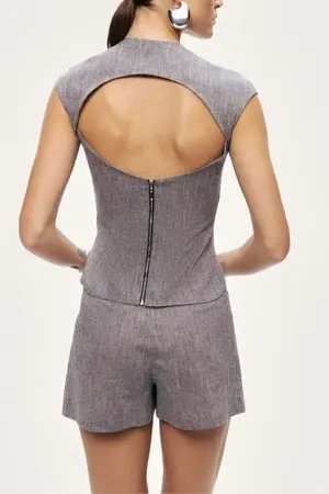 NOCTURNE Linen-blend Skort With Button Detail