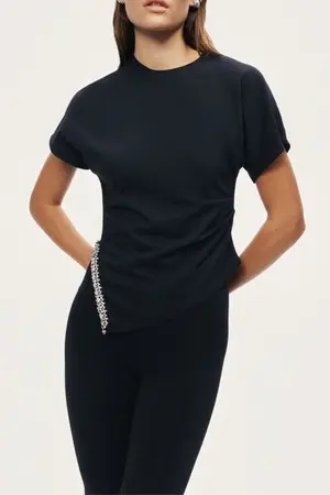 NOCTURNE Embellished Asymmetric T-shirt