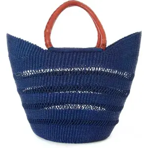 AFRICAN MODERN Ghanaian Lacework Wing Shopper With Leather Handles