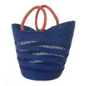 AFRICAN MODERN Ghanaian Lacework Wing Shopper With Leather Handles