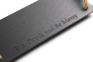UBER APPLIANCE Rectangular Slate Stone Serving Tray With Jute Rope Handles