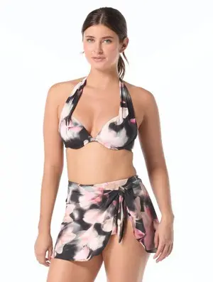 COCO CONTOURS Cameo Halter Bikini Swim Top - Black Multi