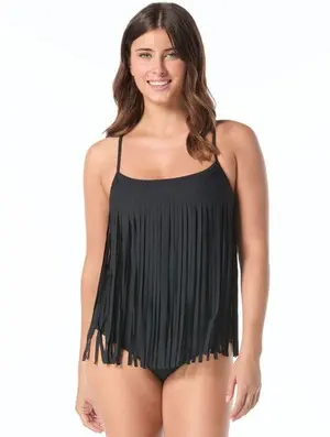 COCO REEF C-cup Fringe Underwire One Piece Swimsuit - Black
