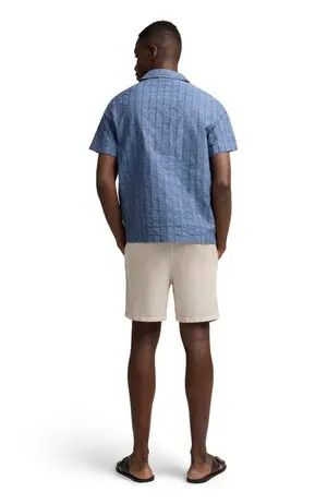 Onia Cotton Linen Pop Over Polo Tee - Navy