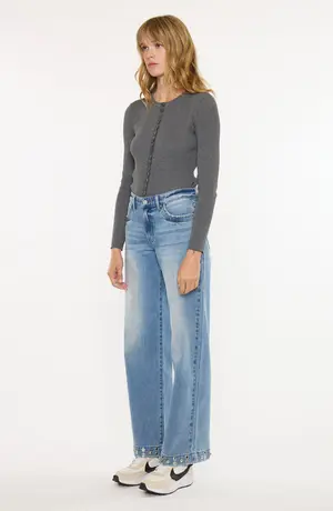 KANCAN Ditzy Low Slung Baggy Wide Jeans
