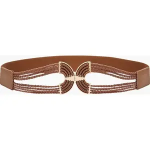 LASCANA Braided Faux Leather Waist Belt With Symmetrical Buckle - Brown