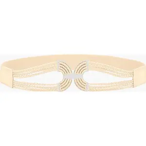 LASCANA Braided Faux Leather Waist Belt With Symmetrical Buckle - Ivory