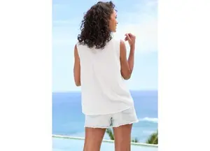 LASCANA Lace Trim Sleeveless Blouse