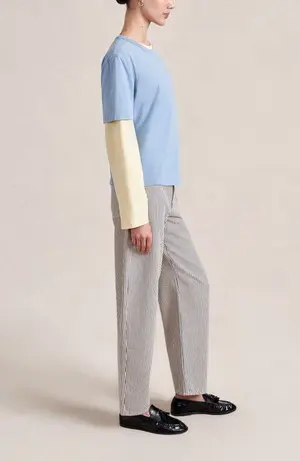 LA LIGNE Short Sleeve Boyfriend Tee - Chambray