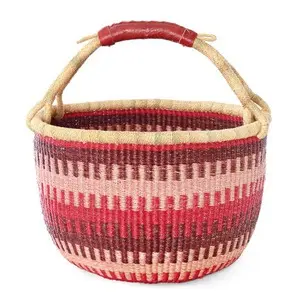 AFRICAN MODERN Patterned Bolga Basket - Primrose