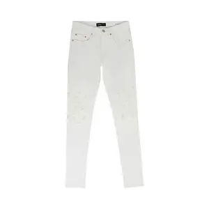 PURPLE BRAND Tuffetage Monogram Skinny Jeans - White