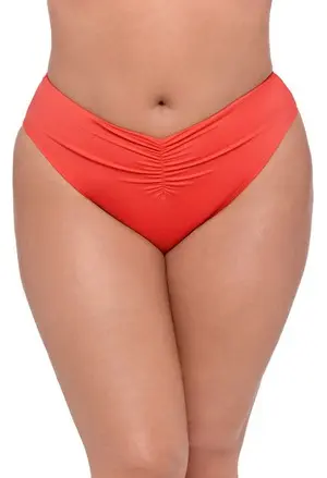 S3 APPAREL High Cut Bikini Bottoms With Cinch Front - Hot Red