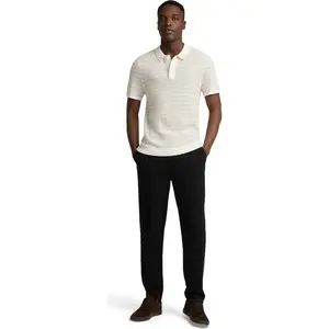 Onia Cotton Textured Knit Polo Tee - Stone/egret