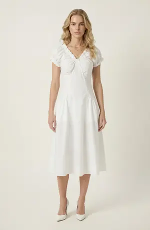MODENAIRE Mini Dress With Ruched Bodice - White