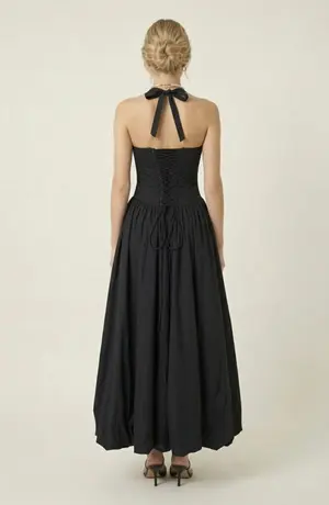 MODENAIRE Halter Neck Corset Maxi Dress