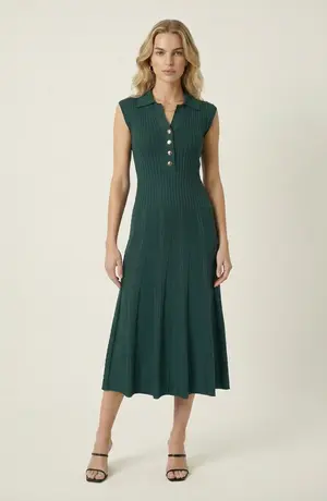 MODENAIRE Sleeveless Knit Midi Dress - Green