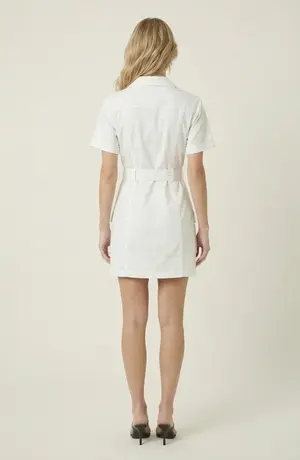 MODENAIRE Utility Mini Dress With Lace-up Front And Belt - White