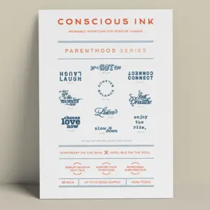 CONSCIOUS INK Parenthood Manifestation Temporary Tattoo Variety Pack - Black