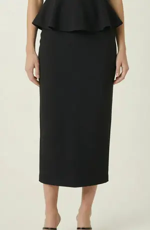 MODENAIRE Sleeveless Peplum Top And Tailored Midi Skirt Set
