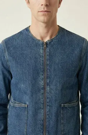 MODENAIRE Denim Zip Front Jacket