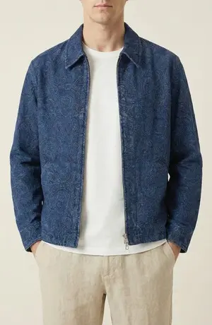 MODENAIRE Textured Zip-up Jacket - Navy