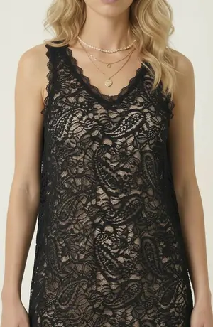 MODENAIRE Sleeveless Lace Mini Dress