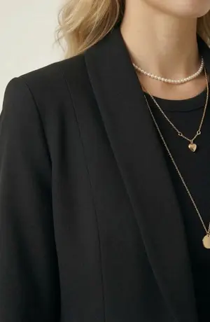 MODENAIRE Beaded Cropped Blazer With Shawl Collar