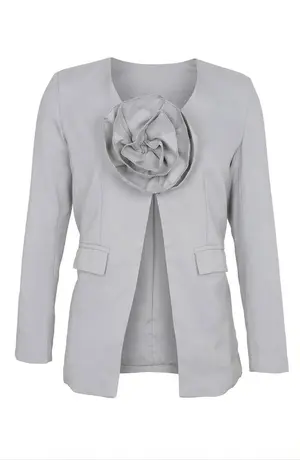MODENAIRE Tailored Blazer With Rosette Detail - Gray