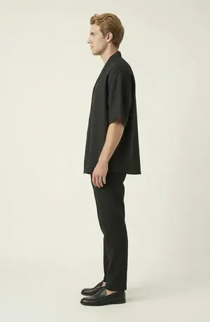 MODENAIRE Band Collar Cotton Shirt