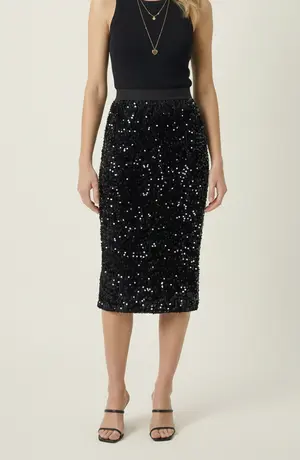 MODENAIRE Sequin Midi Pencil Skirt