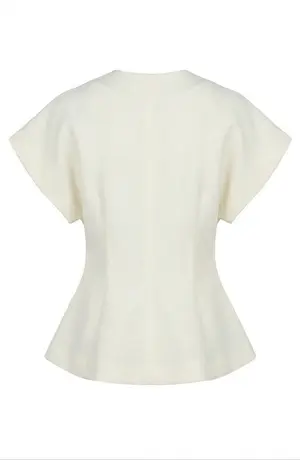 MODENAIRE Textured Wrap Top - Ivory