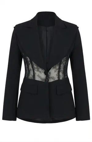 MODENAIRE Lace Paneled Blazer