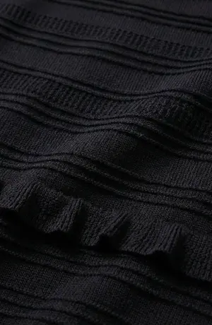 MODENAIRE Textured Knit Midi Dress With Ruffle Trim