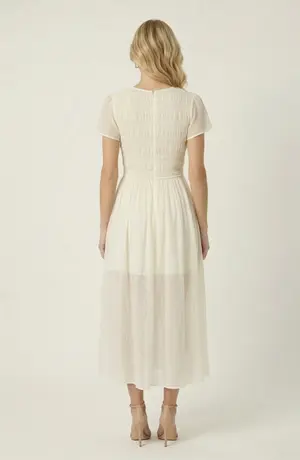 MODENAIRE Sheer Overlay Midi Dress