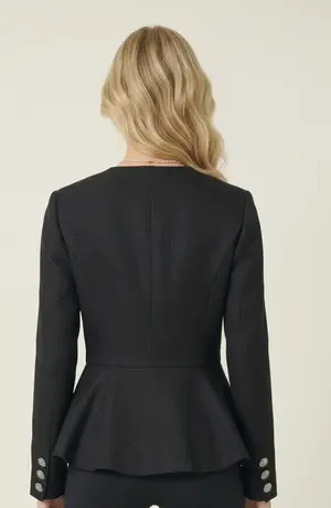 MODENAIRE Textured Peplum Blazer