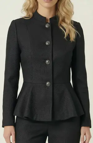 MODENAIRE Textured Peplum Blazer