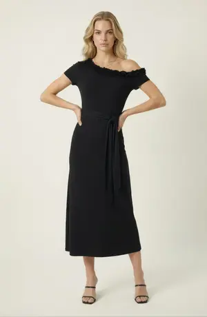 MODENAIRE One-shoulder Midi Dress