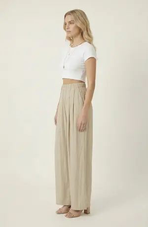 MODENAIRE Wide Leg Pants With Elastic Waist