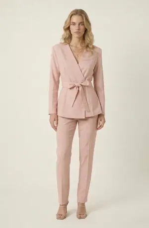 MODENAIRE Wrap Blazer With Tie Belt